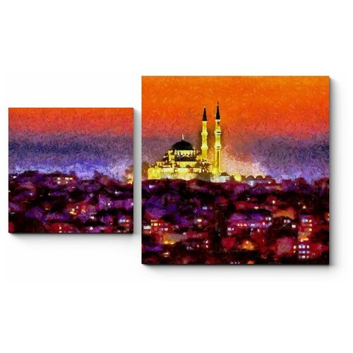 Модульная картина Сияющий Стамбул ночью 150x90