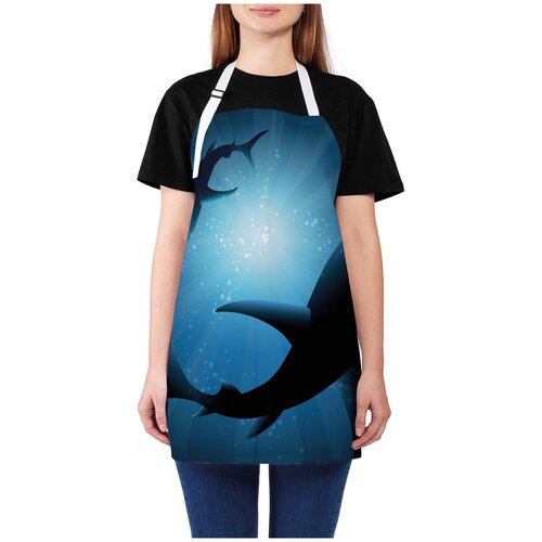 Фартук женский для готовки JoyArty "Кружение акул", универсальный размер