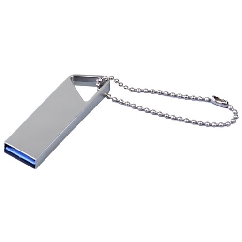 Компактная металлическая флешка с треугольным отверстием для цепочки (32 GB USB 3.0 Серебро Mini033 Flash drive Грация MT588)