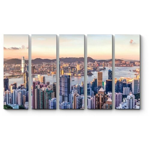Модульная картина Закат над бухтой Виктория, Гонконг130x78