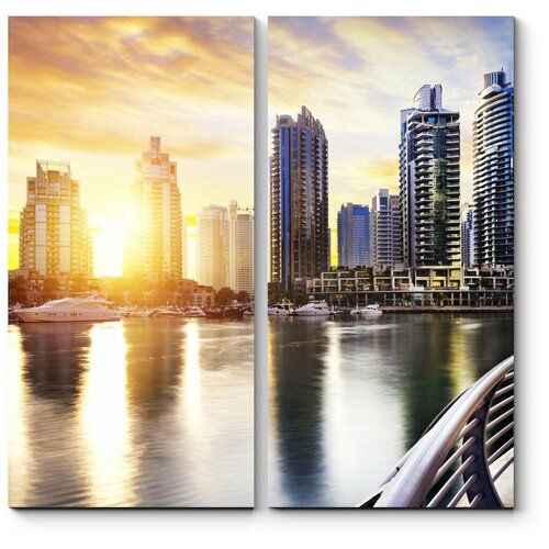 Модульная картина Небоскребы Дубая в утренних лучах солнца 40x40