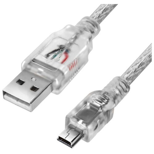 Кабель GCR USB - miniUSB (GCR-UM1M5P-BB2S), 1.8 м, 1 шт., прозрачный