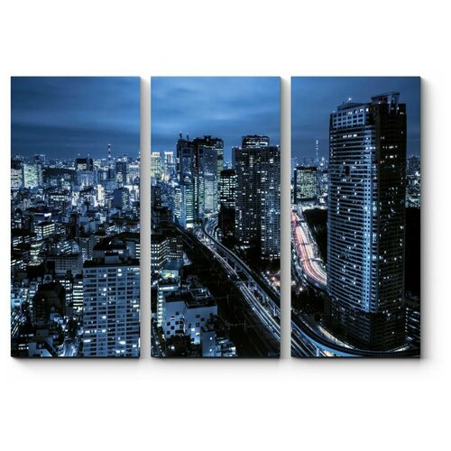 Модульная картина Токийские небоскребы ночью 100x72