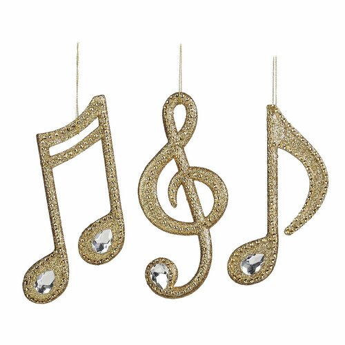 Украшения музыкальные нотки GOODWILL M&G золотые 16,5 см (цена за набор из 3шт)