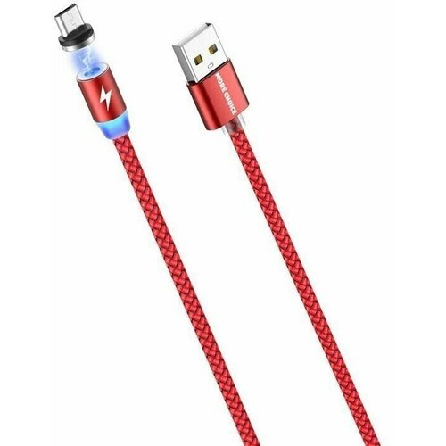 Дата-кабель Smart USB 3.0A для micro USB Magnetic More choice K61Sm нейлон 1м Red