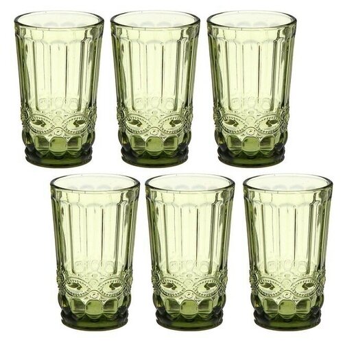 Набор стаканов Ла-Манш, 350 мл, 8х8х12,5 см, 6 шт, цвет зелёный .