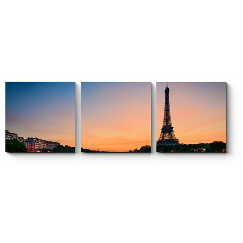 Модульная картина Эйфелева Башня на рассвете 170x57