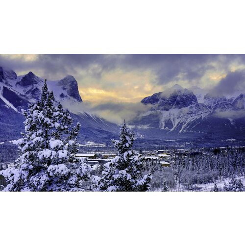Картина на холсте 60x110 LinxOne "Канада горы зима долина" интерьерная для дома / на стену / на кухню / с подрамником