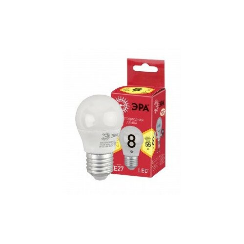 Светодиодная LED лампа ЭРА ECO шар P45 E27 8W(640lm) 2700K 2K P45-8w-827-E27 3631 (упаковка 16 штук)