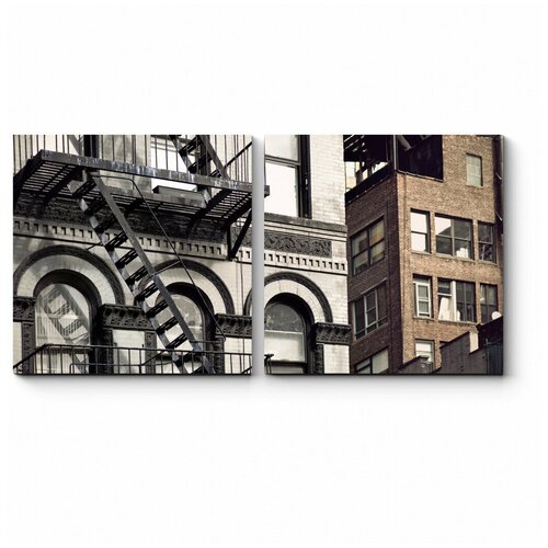 Модульная картина История Нью-Йорка в зданиях 130x65