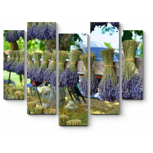 Модульная картина Букеты из лавандовых цветов, Прованс111x90