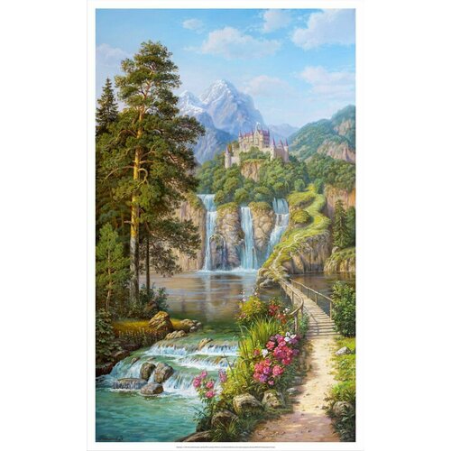 Постер на холсте, "Водопад", 100х60 см, художник - Потапов В. Холст в рулоне, Арт. ПВ-р5