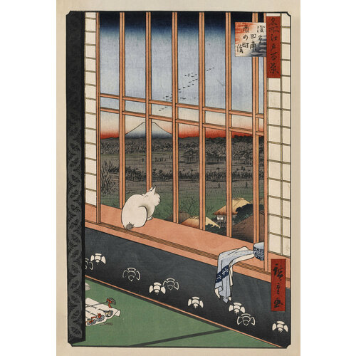 Плакат, постер на холсте Японская кошка. Размер 30 х 42 см