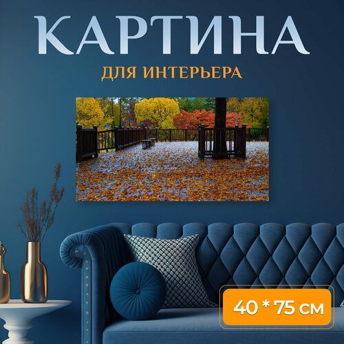 Картина на холсте "Осень, цвет, листья" на подрамнике 75х40 см. для интерьера