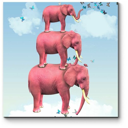 Модульная картина Три розовых слона на облаке50x50
