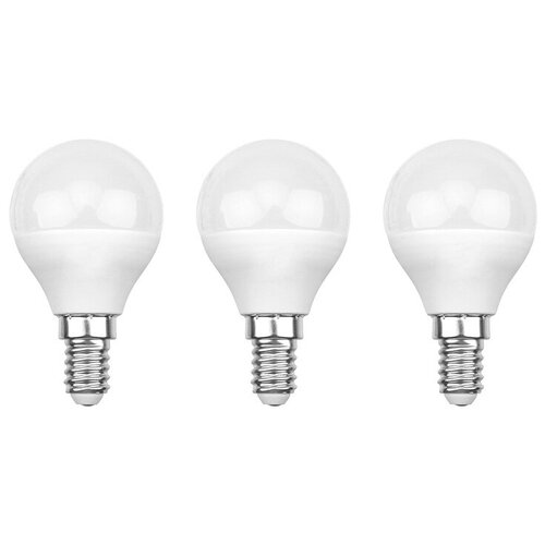 Лампа светодиодная Шарик (GL) 9,5Вт E14 903Лм 6500K холодный свет (3 шт/уп) REXANT 604-207-3 (3 упак)