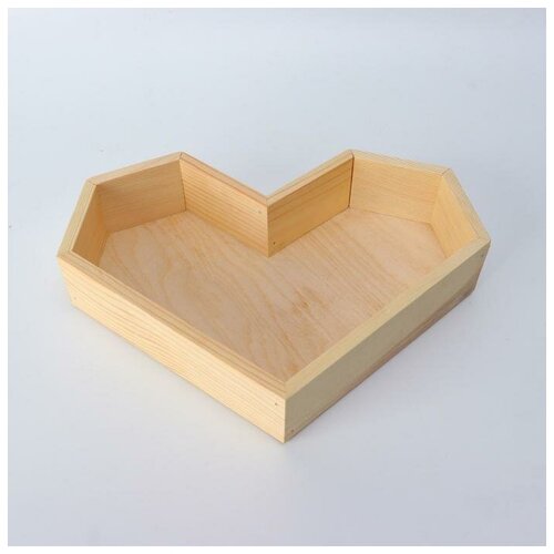 Дарим Красиво Кашпо деревянное 25×4.5 см "Сердце" подарочное, натуральный