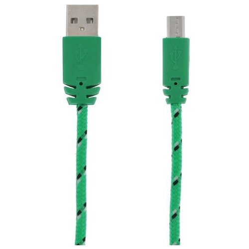 Кабель LuazON, microUSB - USB, 1 А, 0,9 м, оплётка нейлон, зелёный