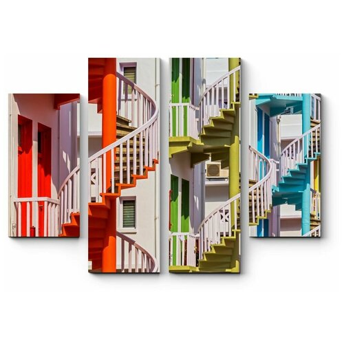 Модульная картина Яркие винтовые лестницы170x128