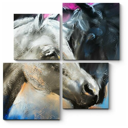 Модульная картина Влюбленная пара лошадей 70x70