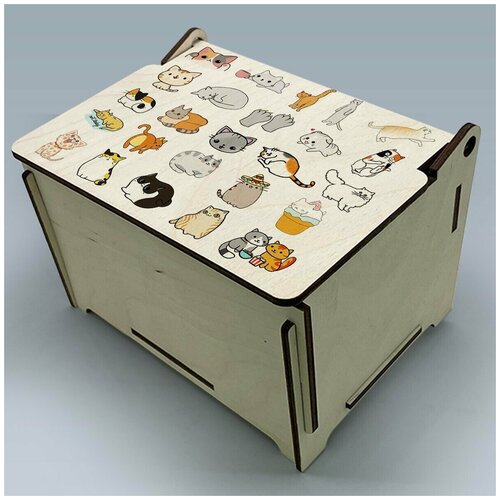 Подарочная коробка шкатулка с крышкой на петлях УФ рисунок размер 16,5x12,5 см паттерн узор - 346