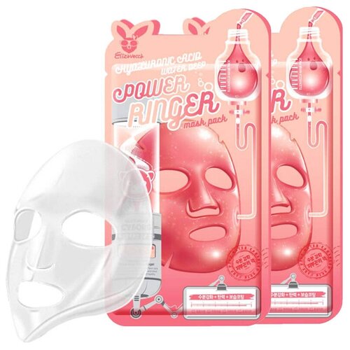 Elizavecca Тканевая маска Hyaluronic Acid Water Deep Power Ringer Mask с гиалуроновой кислотой, 2 шт. по 23 мл