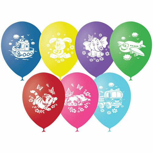 Воздушные шары, 50шт, М12/30см, ПатиБум "Детская тематика", пастель, шелк, 217169