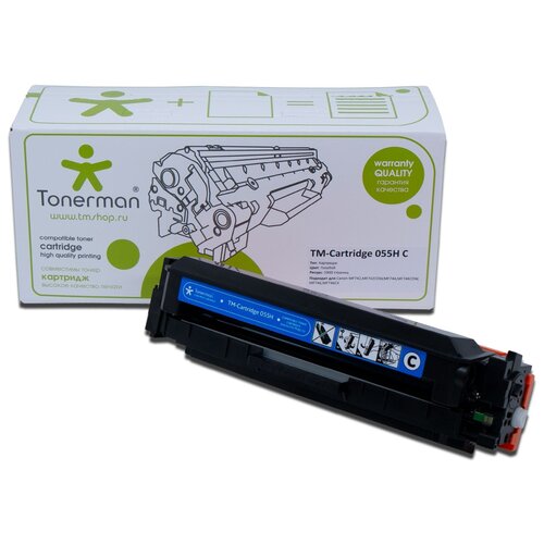 Картридж Tonerman Картридж Tonerman TM-Cartridge 055H C без чипа, 5900 стр, голубой