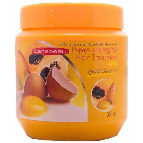 Carebeau Маска для волос Папайя и яичный желток Papaya and Egg Yolk Hair Treatment WAX, 550 г, 500 мл, банка