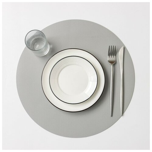 Салфетка сервировочная на стол «Тэм», d=35 см, цвет серый