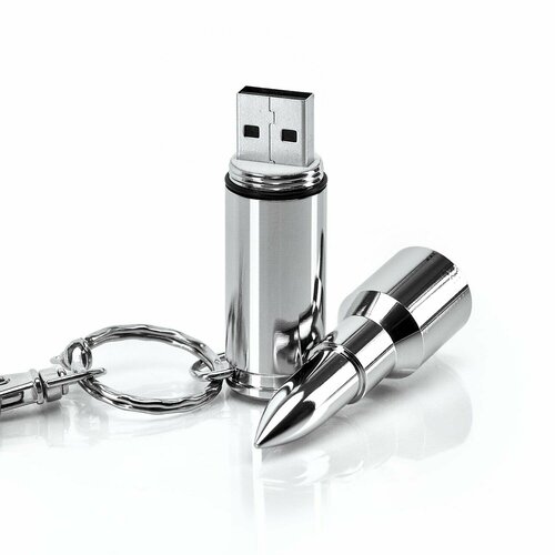 USB флешка, USB flash-накопитель, Флешка Пуля, 64 ГБ, серебряная, арт. F42 30шт