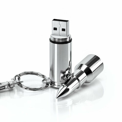 USB флешка, USB flash-накопитель, Флешка Пуля, 64 ГБ, серебряная, арт. F42 10шт