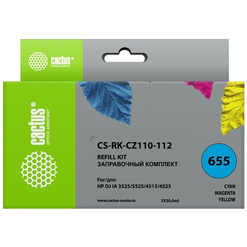 Заправочный набор Cactus CS-RK-CZ110-112 многоцветный 90мл для HP DJ IA 3525/5525/4515/4525