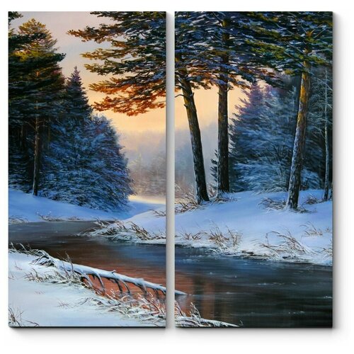 Модульная картина Холодная красота зимнего леса 40x40