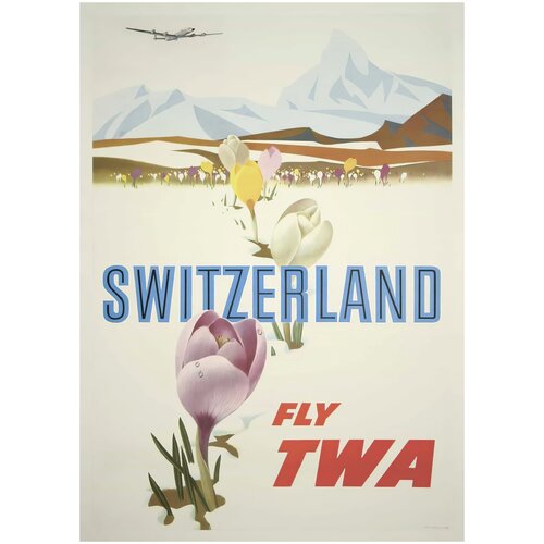 Постер / Плакат / Картина Прилетайте в Швейцарию 50х70 см в раме