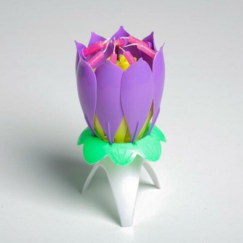Свеча для торта музыкальная "Тюльпан", фиолетовая, 12x5 см