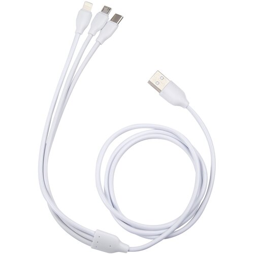 Дата кабель USB - micro USB + Lightning + Type-C (3 в 1) 2A/Провод/Кабель USB - micro USB + Lightning + Type-C разъем/Зарядный кабель белый