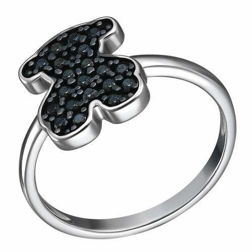 Перстень UVI Ювелирочка, серебро, 925 проба, родирование, шпинель, размер 18.5, серебряный, черный