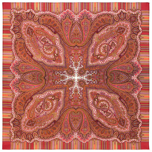 Платок Павловопосадская платочная мануфактура,125х125 см, коралловый, оранжевый