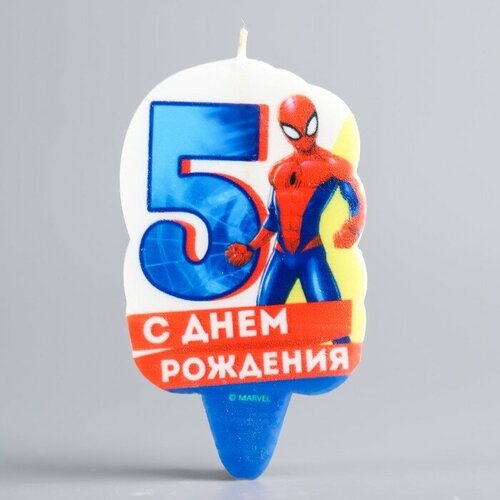 Свеча в торт 5 С Днем Рождения, Человек-паук