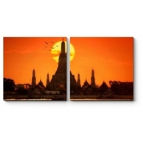 Модульная картина Алый закат в Бангкоке 100x50