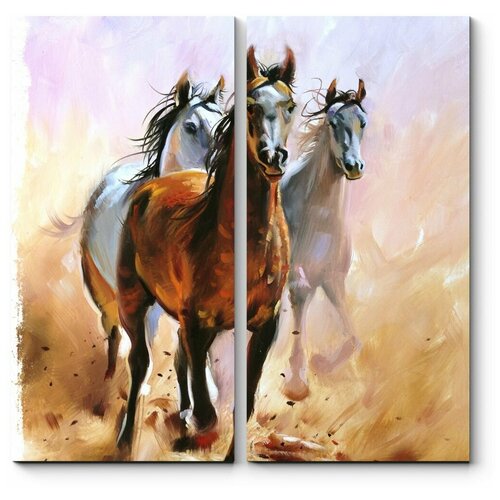 Модульная картина Трио бегущих по пустыне 40x40