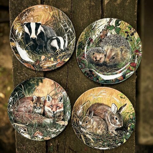 Royal Doulton тарелки с лесными животными, "First steps together", Англия, 1985-1995 гг.