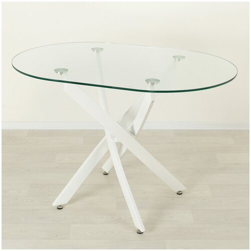 Стеклянный стол овальный Рим-23 прозрачный/белый (1200х800)