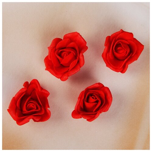 Набор цветков-бантов из фоамирана, D=5 см, 4 шт, красный