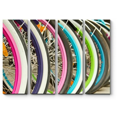 Модульная картина Яркие колеса велосипедов90x68