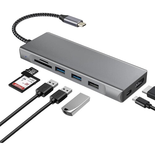Док-станция USB Type-C со слотом для SSD M.2, кейс для жесткого диска, концентратор 8-в-1, расширитель портов