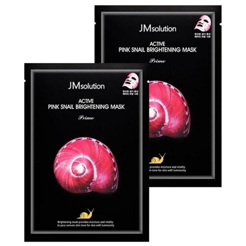 JM Solution Ультратонкая осветляющая тканевая маска с муцином улитки Active Pink Snail Brightening Mask Prime, 205 г, 30 мл