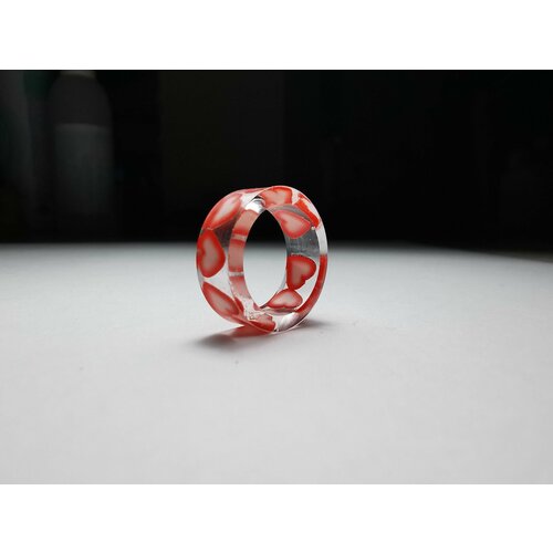 Кольцо-кулон, полимерная глина, размер 16, бесцветный, красный