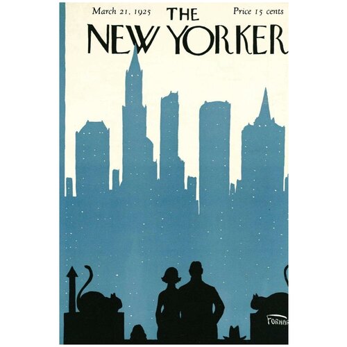 Постер / Плакат / Картина Обложки New Yorker - Двое на крыше 60х90 см в раме